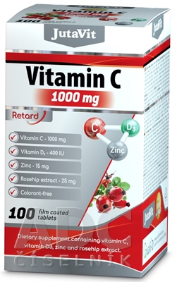 JutaVit Vitamín C 1000 mg + D3 400 IU + zinok 15mg - ADC.sk